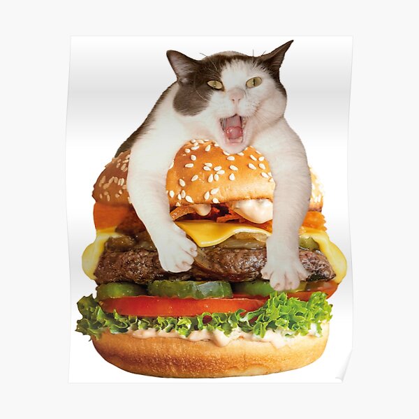 "Funny burger cat, Hamburger Cat" Poster for Sale by HosArtShop | Redbubble