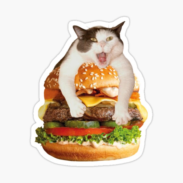 "Funny burger cat, Hamburger Cat" Sticker for Sale by HosArtShop ...