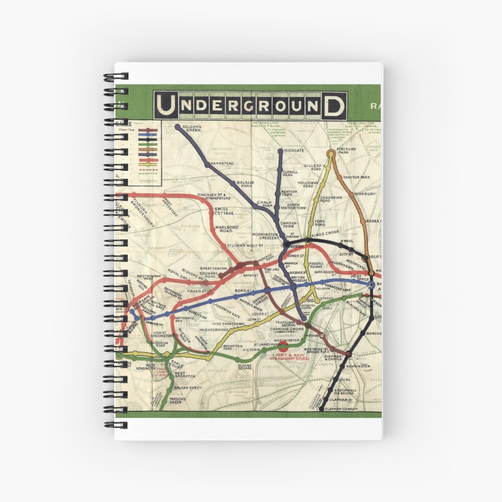 "Old Map of London Underground Vintage Memorabilia " Spiral Notebook ...