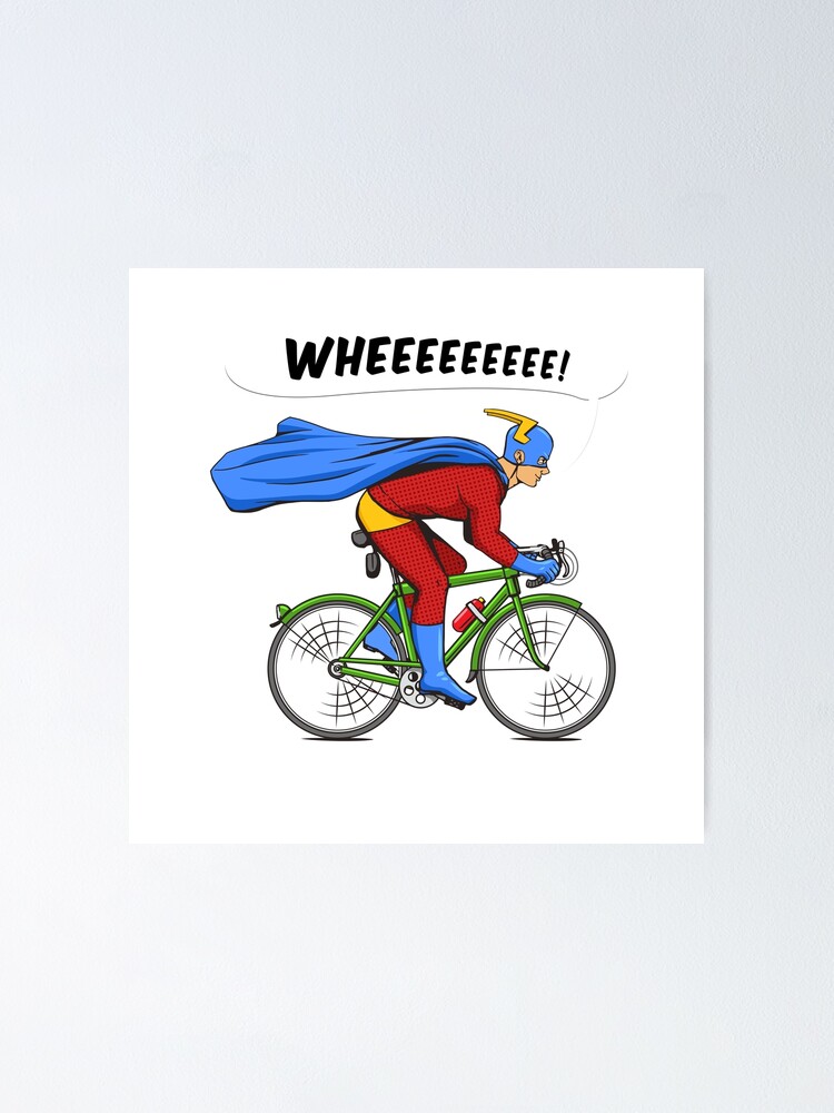 "Superhero on a bicycle comic book vector" Poster for Sale by alexwro ...