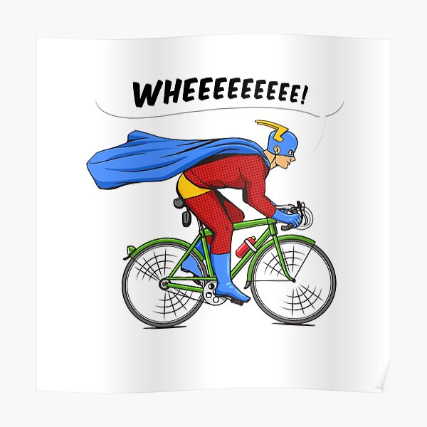 "Superhero on a bicycle comic book vector" Poster for Sale by alexwro ...