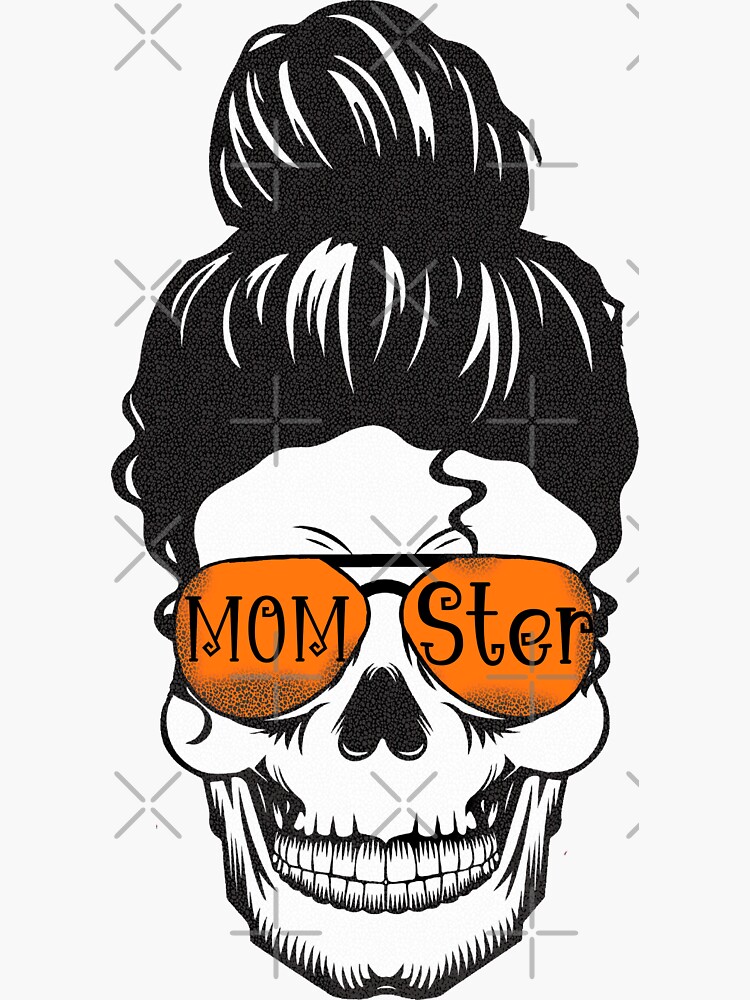 "Momster/mom Halloween costume/skull bun" Sticker for Sale by ...