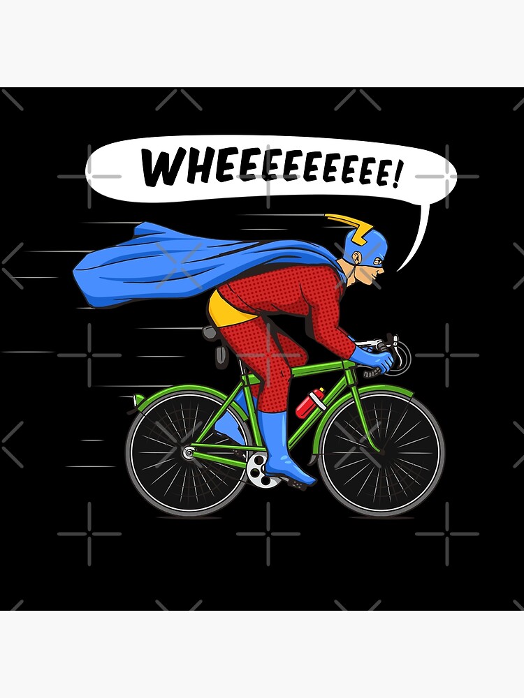"Superhero on a bicycle comic book vector. Black" Poster for Sale by ...