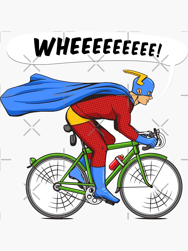 "Superhero on a bicycle comic book vector. Black" Sticker for Sale by ...