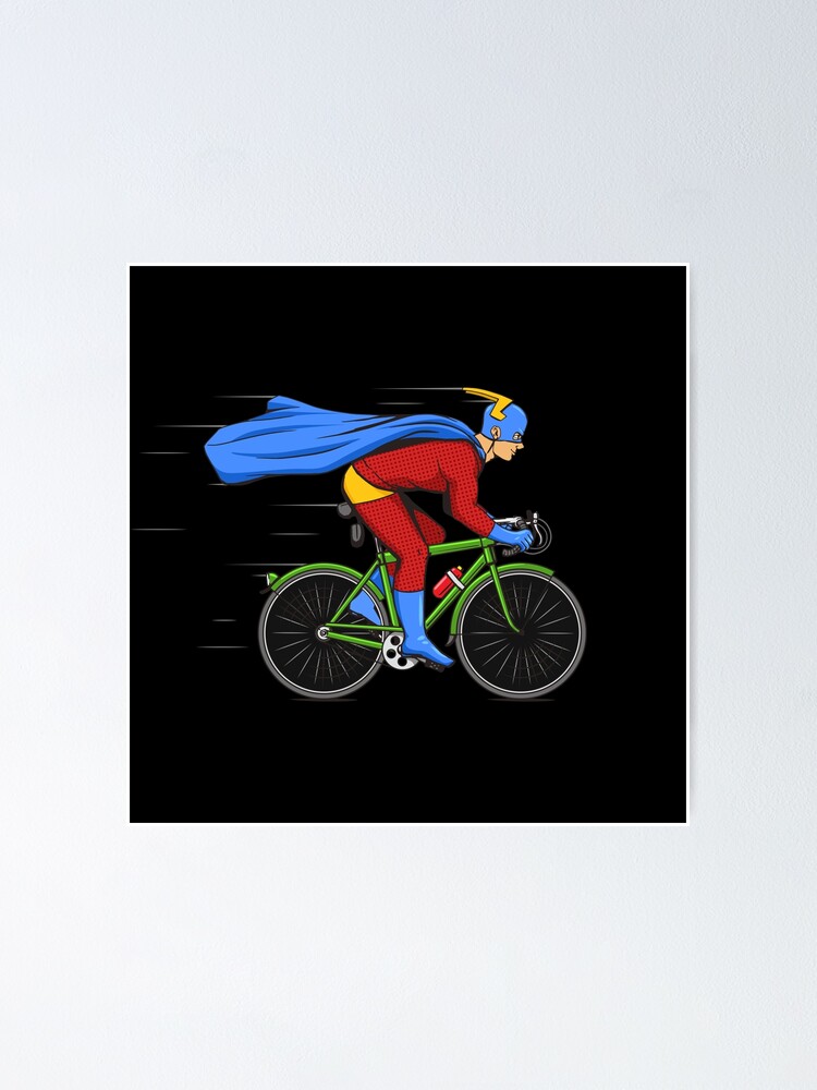 "Superhero on a bicycle comic book vector. Black" Poster for Sale by ...
