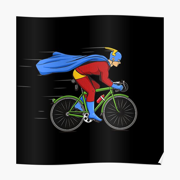 "Superhero on a bicycle comic book vector. Black" Poster for Sale by ...