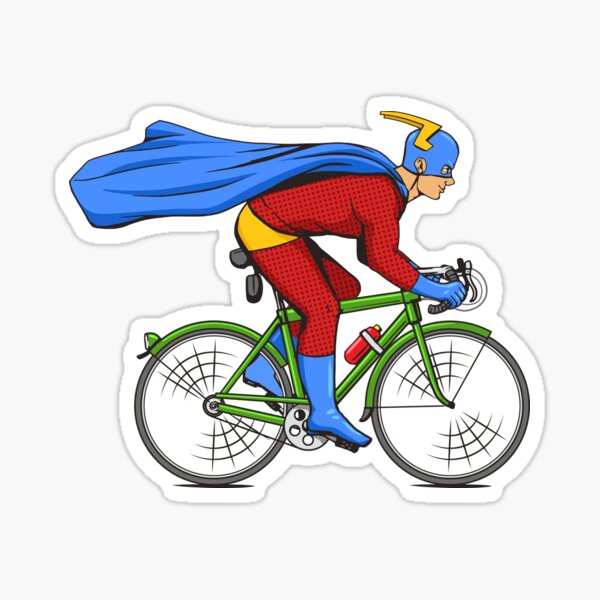 "Superhero on a bicycle comic book vector. Black" Sticker for Sale by ...