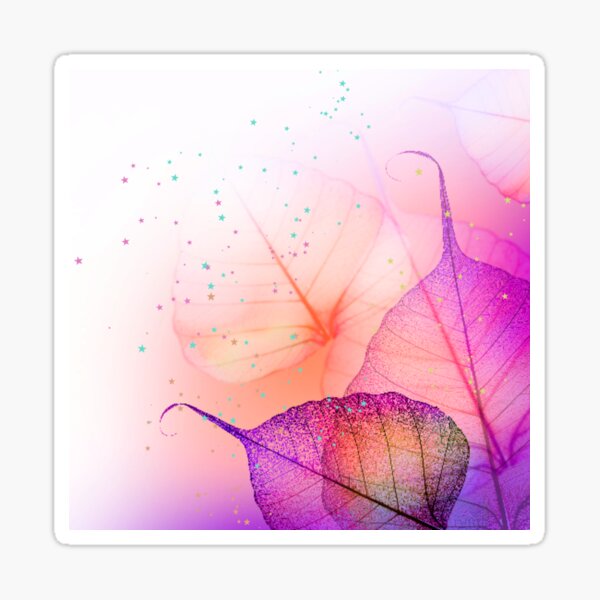 "Pretty Pink Autumn Leaves with a sprinkling of stars" Sticker for Sale ...