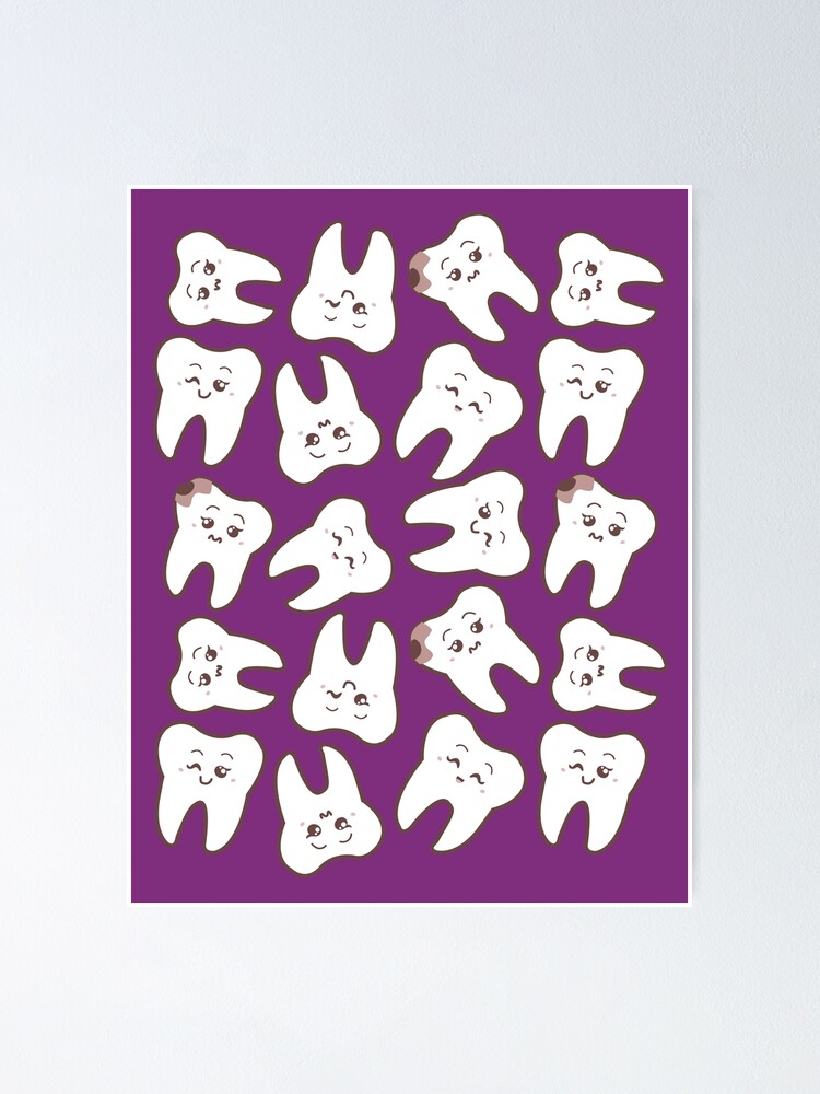 "Cute tooth pattern. Art teeth smiling. Dentist pattern design" Poster ...