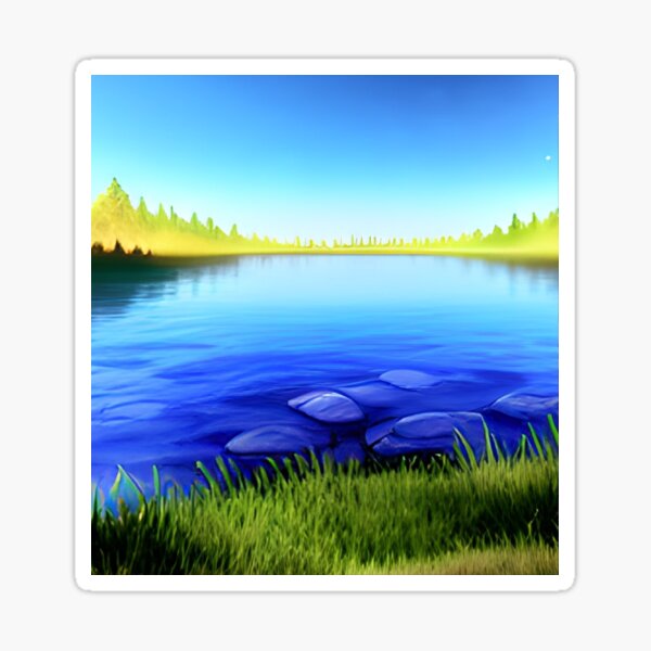 "Beautiful fantasy lake scenery." Sticker for Sale by Art-Vibrations ...