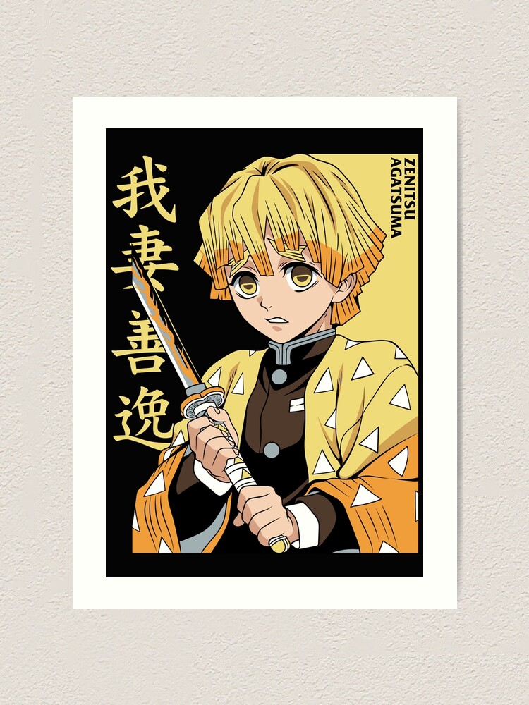 "Zenitsu Agatsuma Kimetsu No Yaiba Demon Slayer" Art Print for Sale by ...