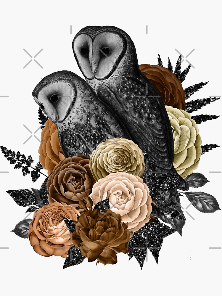 "Gothic Owls | Floral Owls | Witchy Design | Gothic Graphic | Occult Owls | Mystical Art ...