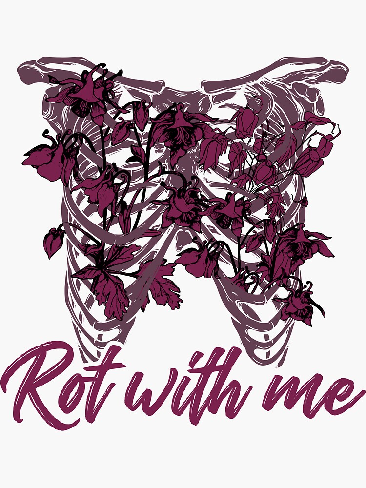 "Halloween, Rib Cage, Vines and Funny Saying, Dead Roses " Sticker for ...