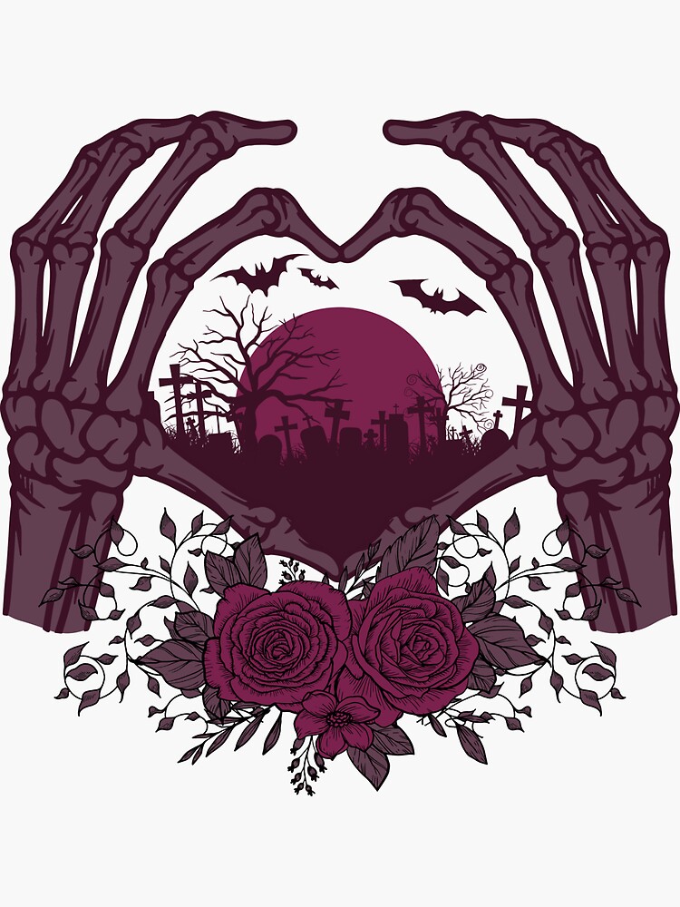 "Halloween Skeleton, Roses, Moon and Bats. Skeleton Love, Its Halloween ...
