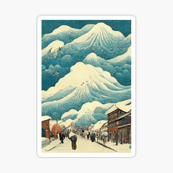 "Streets of Sapporo woodblock art" Sticker for Sale by WearToEnjoy ...