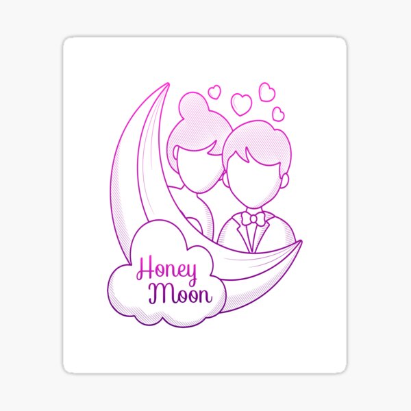 "honeymoon-illustration-with-hand-drawn-outline-doodle-style" Sticker ...