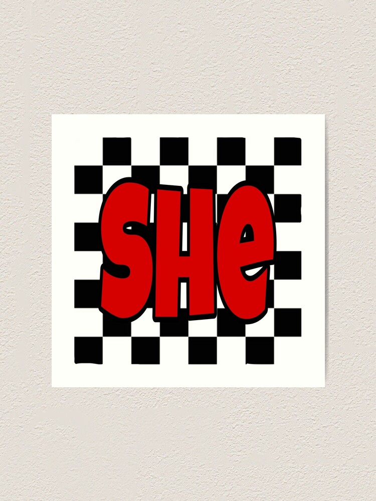 "Checkered board she, her, hers female pronouns " Art Print for Sale by ...
