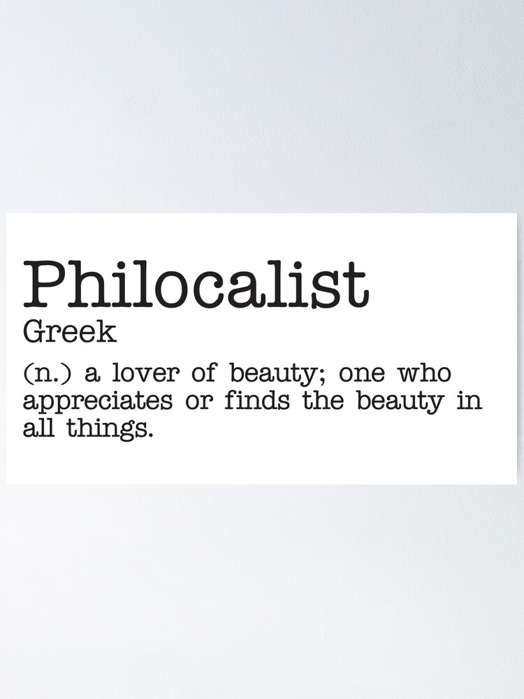 "Philocalist - Greek - Beautiful Word Definition - Typewriter" Poster ...