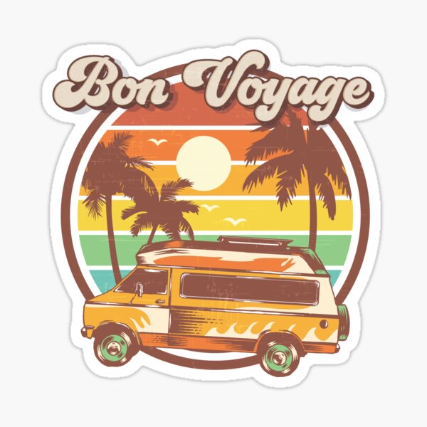 "Bon Voyage Travel Van, Retro Sun Rays Style " Sticker for Sale by ...