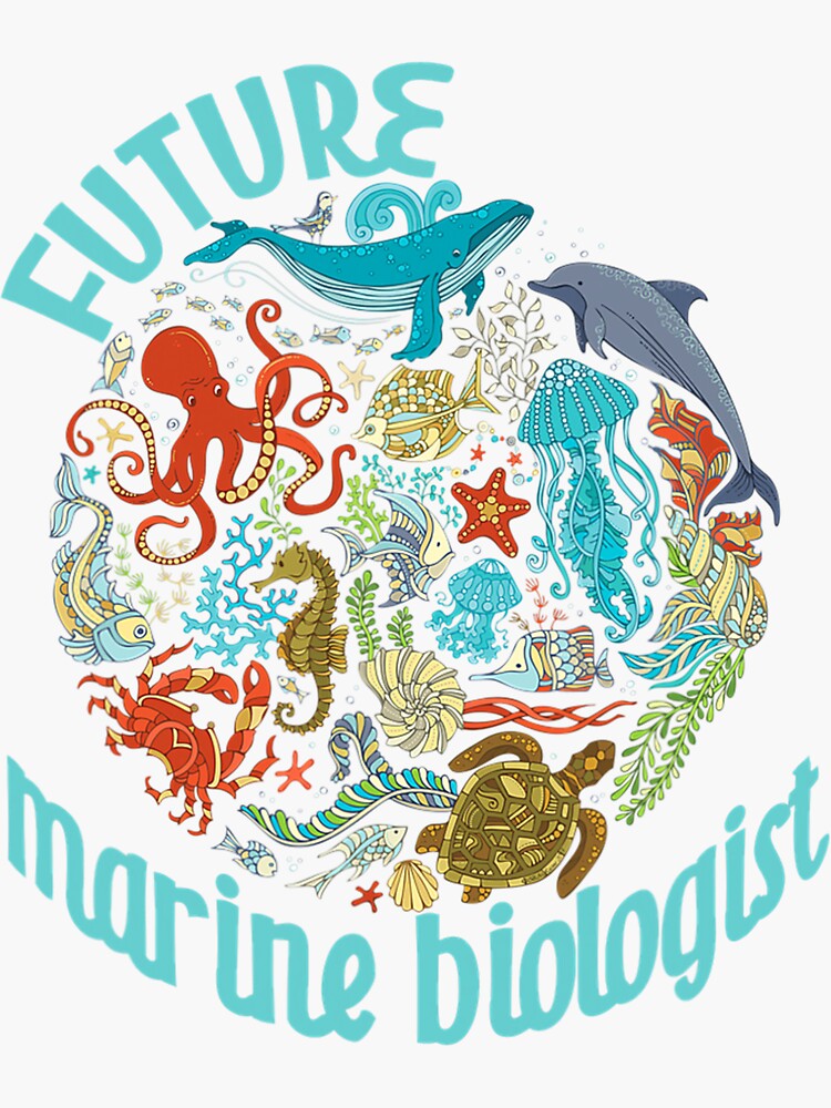 Pegatina «Futuro Biólogo Marino Vida Oceánica Dibujo Ballena Pulpo» de ...