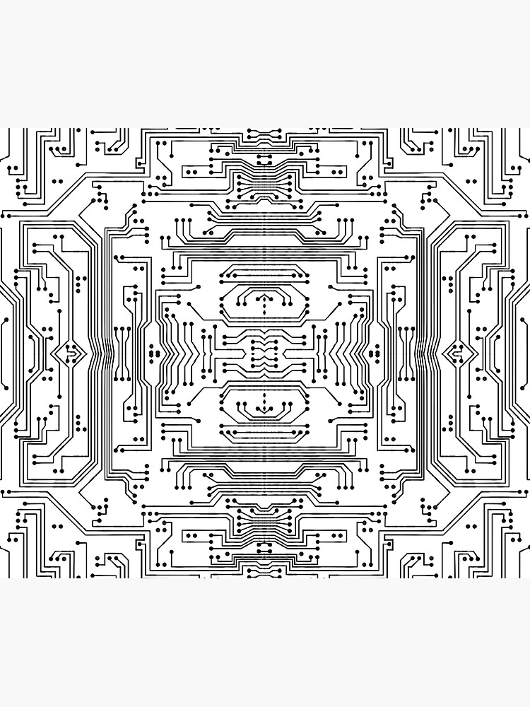 "Symmetrical Circuit Board Pattern (White and Black)" Sticker for Sale ...
