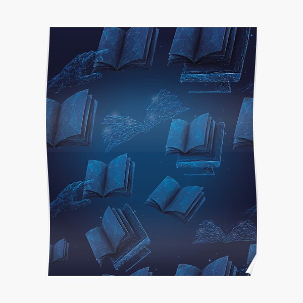 Póster «MANO HUMANA TOCANDO UN LIBRO ABIERTO LOW-POLY BRILLANTE ...