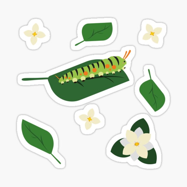 "Cute Caterpillar and Flowers" Sticker for Sale by Seormajia | Redbubble