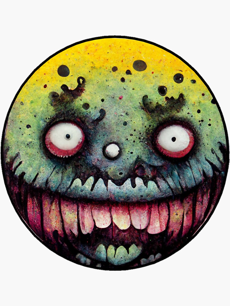 "Creepy Zombie Smiley Face version 13" Sticker for Sale by SmileyDan ...