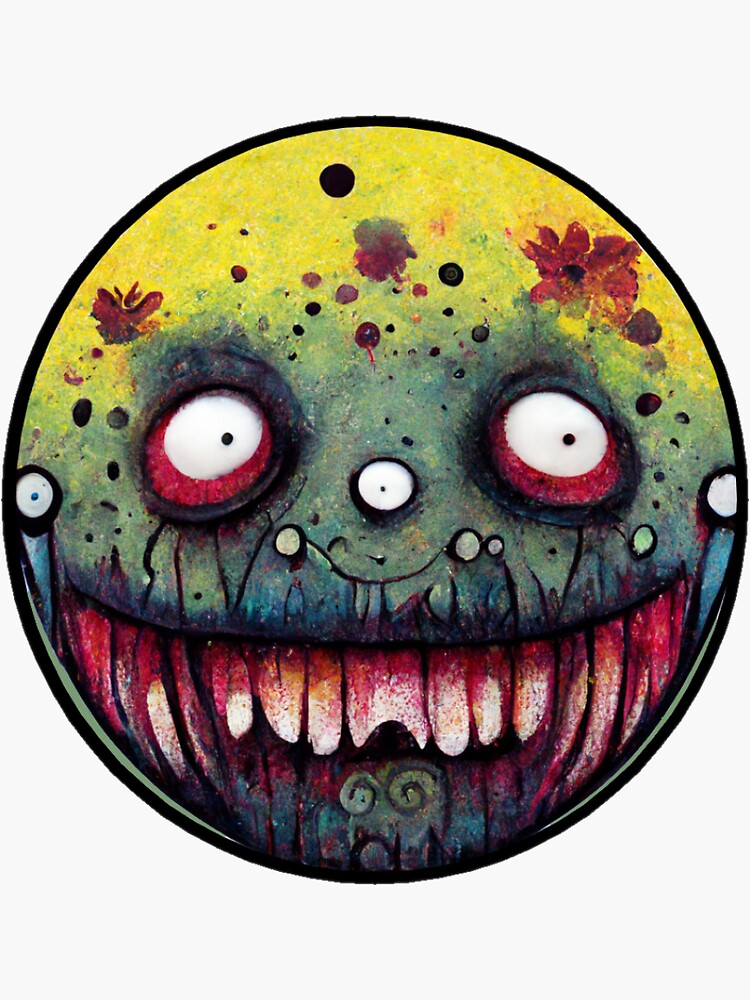 "Creepy Zombie Smiley Face version 15" Sticker for Sale by SmileyDan ...