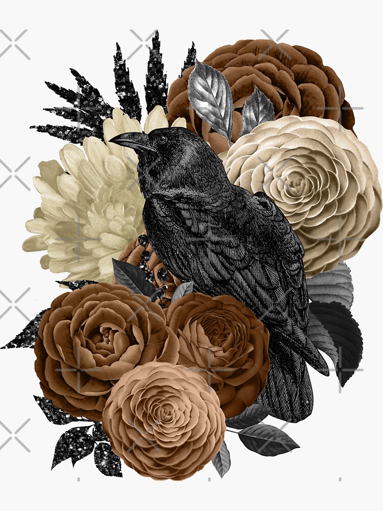 "Gothic Crow | Floral Raven | Witchy Design | Gothic Graphic | Occult ...