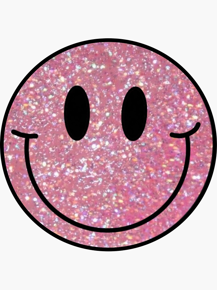 "Pink Glitter Smiley Face" Sticker for Sale by artbyvg | Redbubble