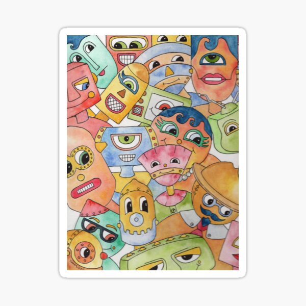 "robots robots and more robots" Sticker for Sale by davidgkellyart ...