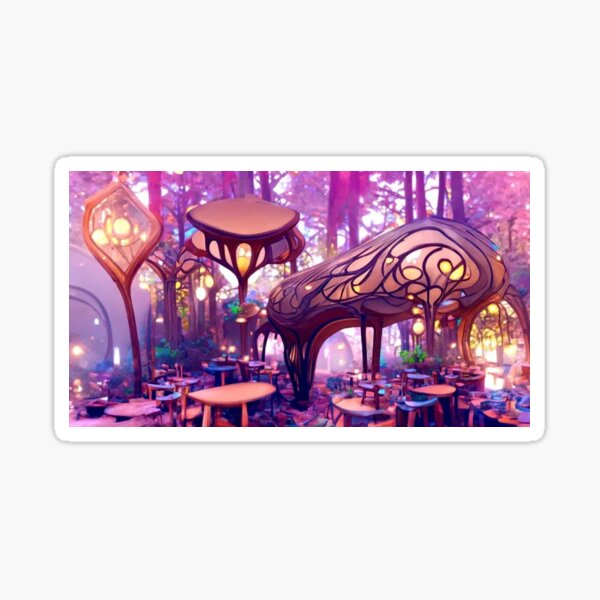 "Whimsical Forest cafe " Sticker for Sale by Anonymou55 | Redbubble