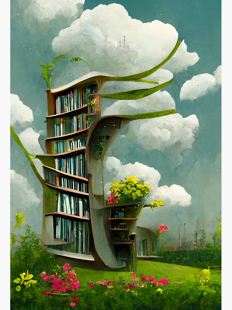 "Outdoor library in beautiful garden painting" Sticker for Sale by ...