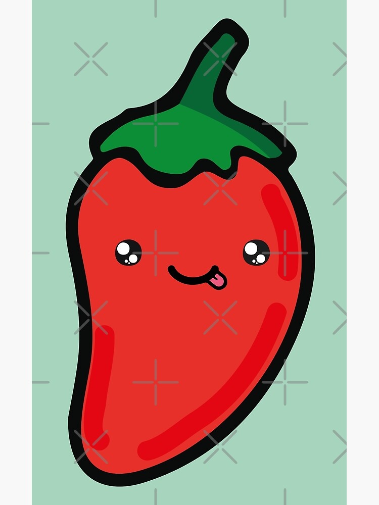 "Adorable red chilli pepper kawaii Mexican spicy food cute hot sauce ...