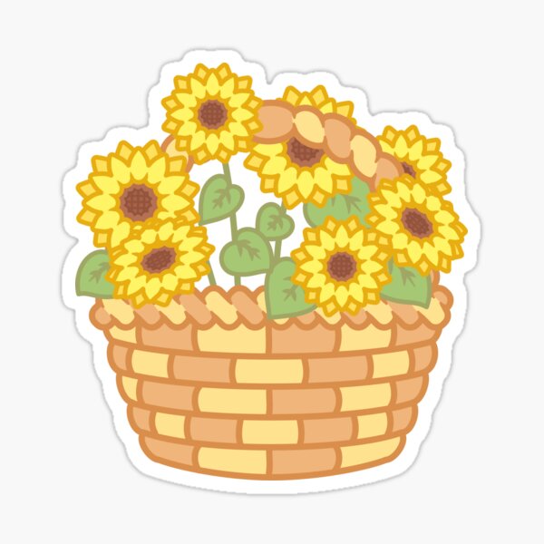 "Yellow Summer Sunflower Basket" Sticker for Sale by cSprinkleArt ...