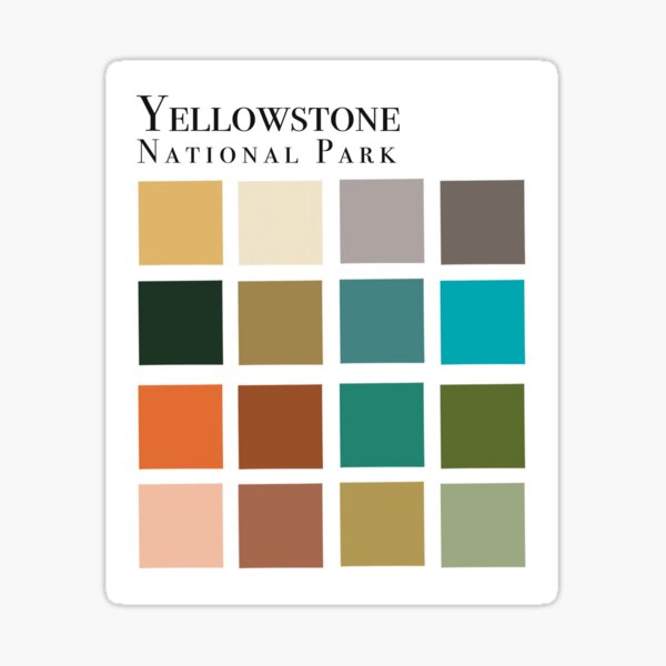 "Minimalist Yellowstone National Park color palette" Sticker for Sale ...