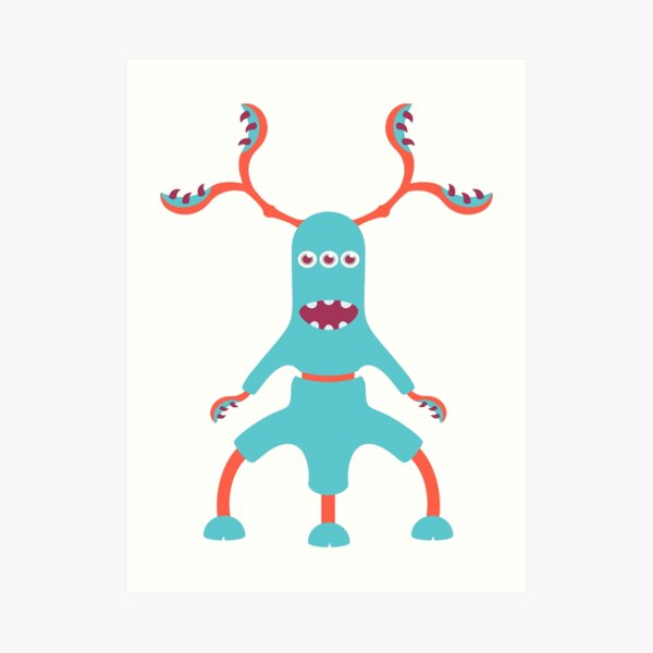 "Cute Three Legged Monster" Art Print for Sale by bicone | Redbubble
