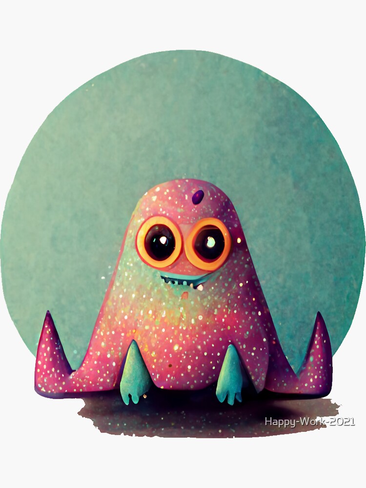 "Cute Sitting Monster / Space / Crazy / Cool" Sticker for Sale by Happy ...