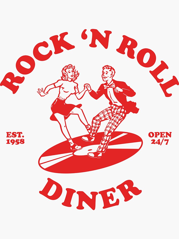"Rock 'N Roll Diner" Sticker for Sale by GoodTimeRetro | Redbubble