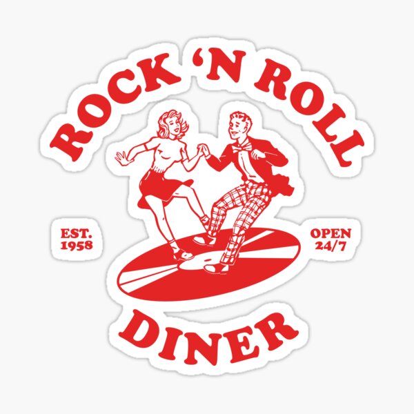 "Rock 'N Roll Diner" Sticker for Sale by GoodTimeRetro | Redbubble