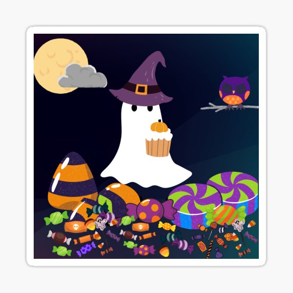 "halloween candy ghost" Sticker for Sale by atblkbiz | Redbubble