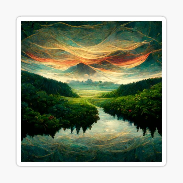 "Surreal Forest River" Sticker for Sale by Neko-Nouveau | Redbubble