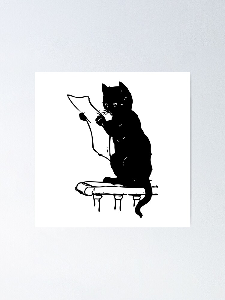 "reading cat vintage line drawing" Poster for Sale by venomouspixie ...