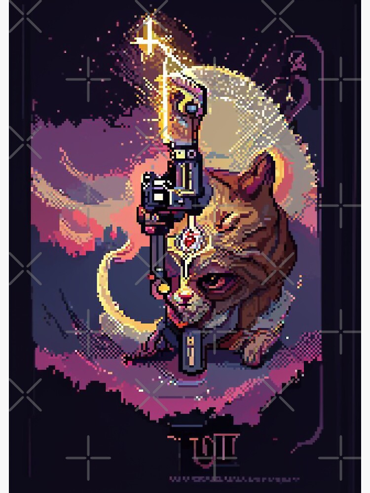 "cat with laser gun #10 animal tarot card" Sticker for Sale by ...