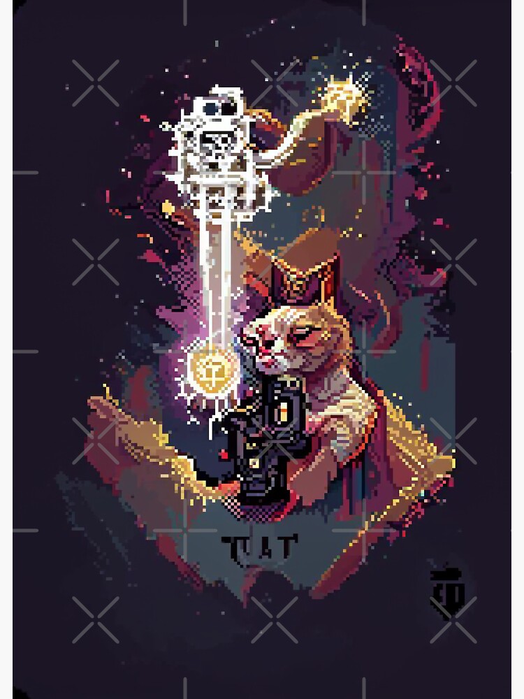 "cat with laser gun #13 animal tarot card" Sticker for Sale by ...
