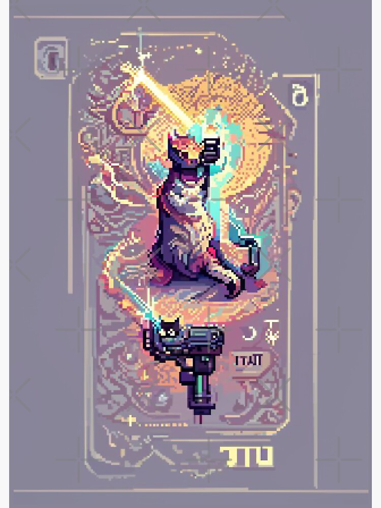 "cat with laser gun #18 animal tarot card" Sticker for Sale by ...