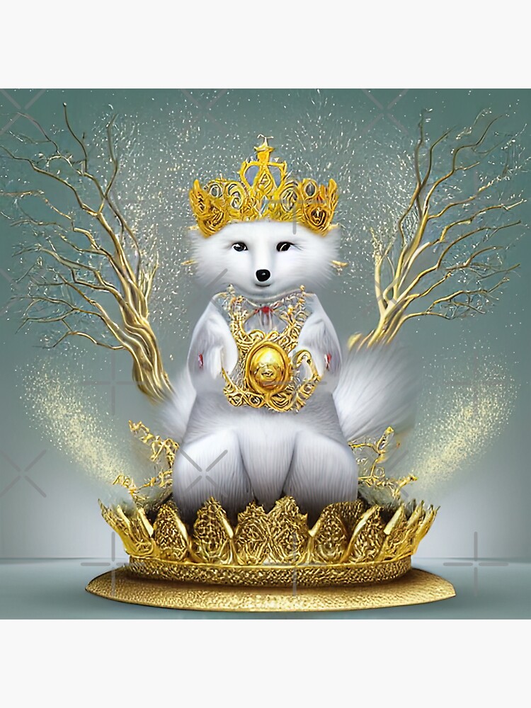"Arctic Fox Deity Cuddly Cute Fluffy Fantasy" Sticker for Sale by ...