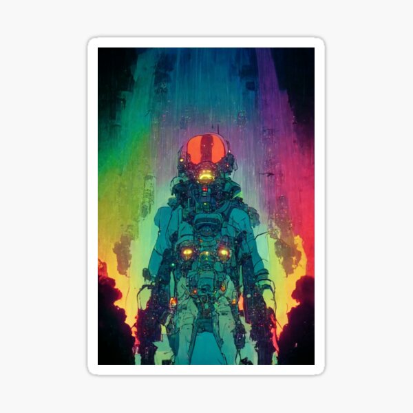 "Cyborg Mecha Dead Fighter Pilot" Sticker for Sale by SliceOfColor ...
