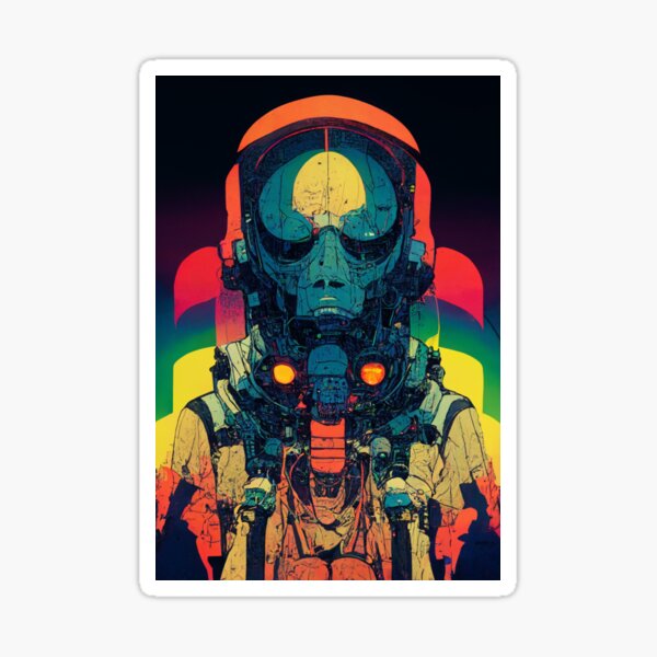 "Cyborg Mecha Dead Astonaut Pilot" Sticker for Sale by SliceOfColor ...
